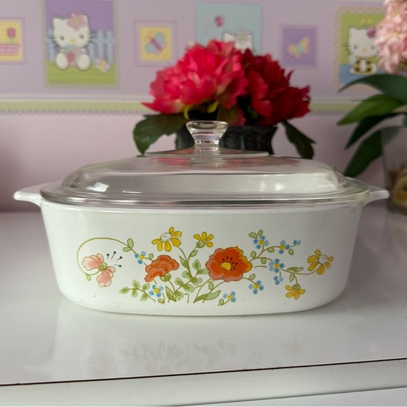 Corningware | Kitchen | Corning Ware Wild Flower Rare Pattern Casserole ...